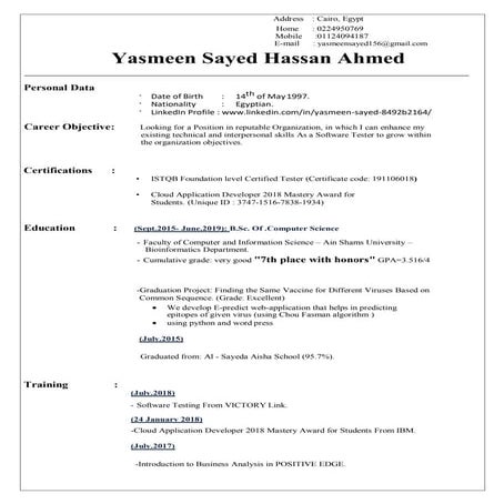 Yasmeen sayed cv | PDF