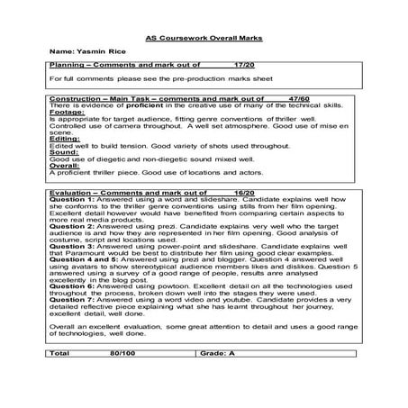 Overall mark sheet | PDF