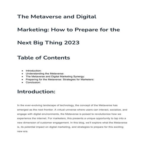 Metaverse marketing refers to strategies. | PPTX