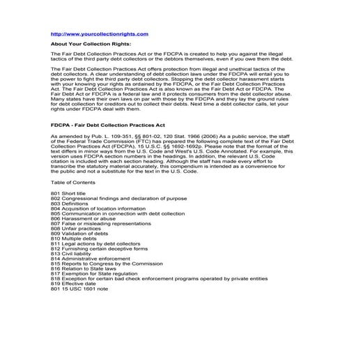 FDCPA - Fair Debt Collection Practices Act | DOC