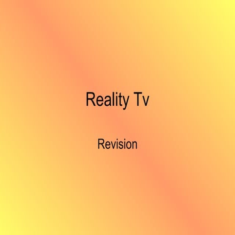 Year 10 Reality TV Revision | PPT