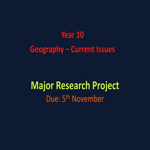 Mt Eliza SC Year 10 Geography research assignment | PPTX