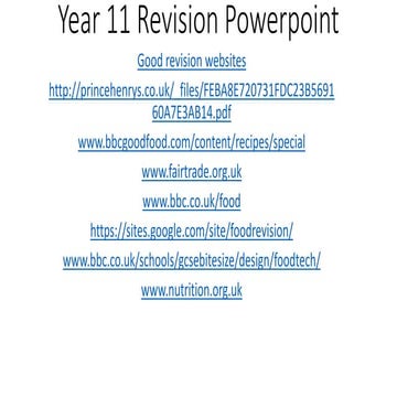 Year 11 food tech revision powerpoint | PPTX
