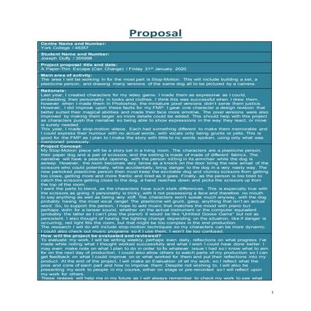 Year 2 FMP Proposal | DOCX | Computer Animation | Computer Software and Applications