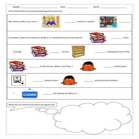 Year 2 librarian worksheet | DOCX