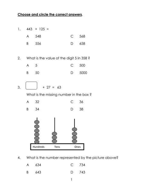 Mathematics exam paper year 5(dlp) | DOCX
