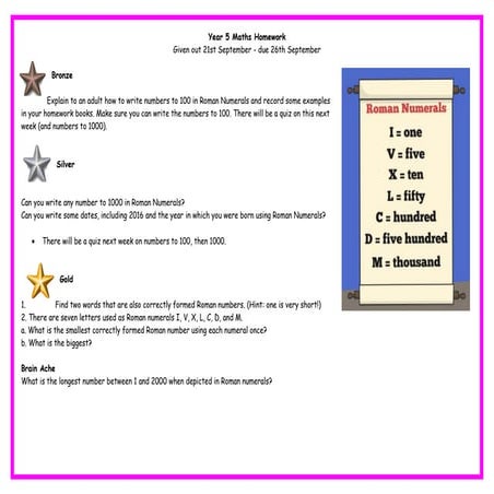 Year 5 homework week 3 maths | DOC