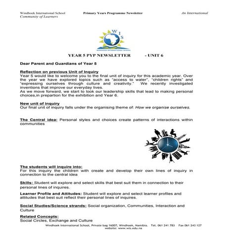 Year 5 Newsletter Unit 6 | PDF