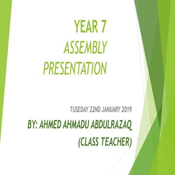 Year 7 assembly presentation 2019 | PPTX