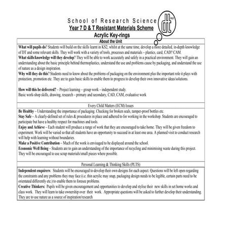 Year 7 keyring scheme | DOC