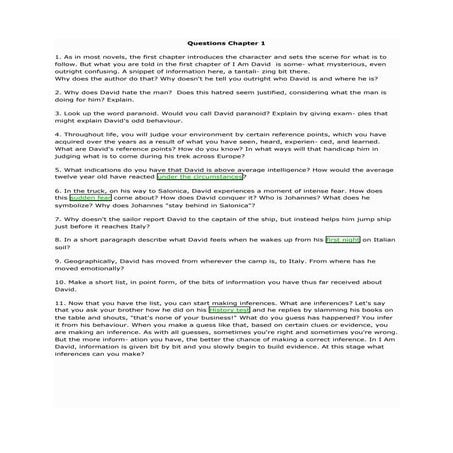 I Am David Scheme Of Work Reading English | PDF