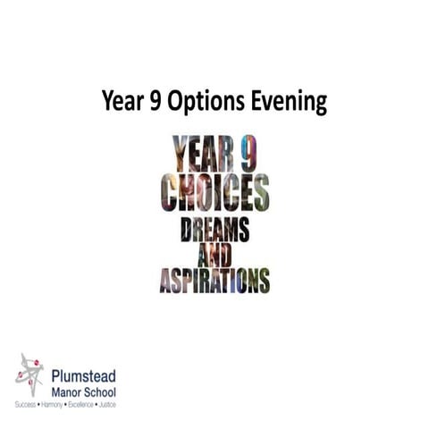 Plumstead Manor School Year 9 option evening presentation 2016 | PPTX