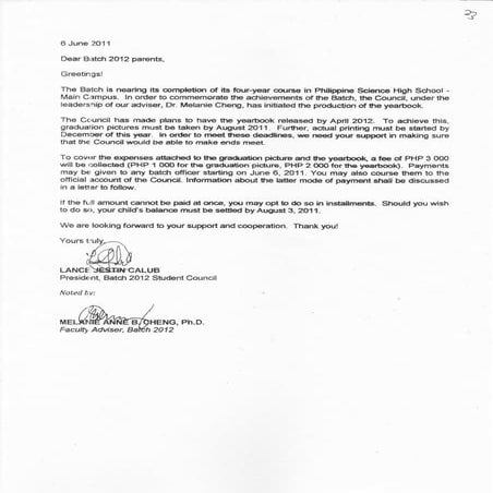 Yearbook letter | PDF