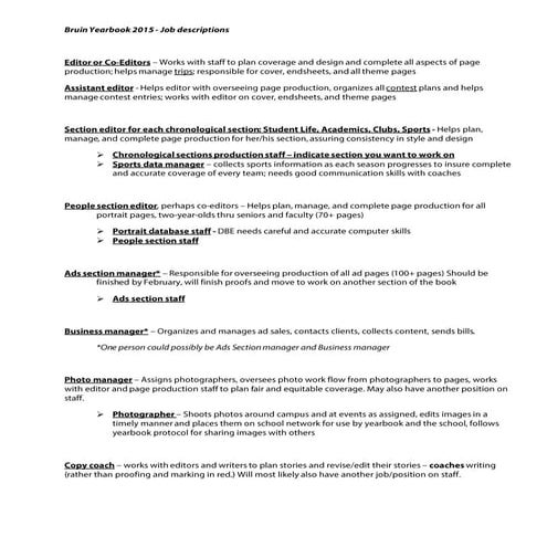 Yearbook 2015 job descriptions | PDF