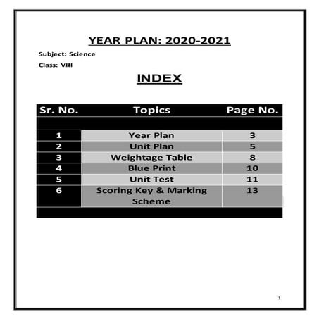 Year plan - CLASS VIII (SCIENCE) | DOCX