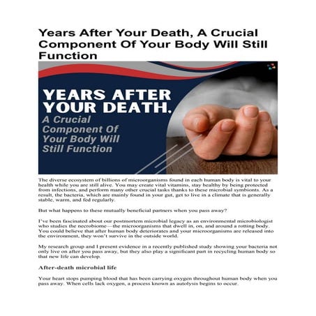 Years After Your Death, A Crucial Component Of Your Body Will Still ...