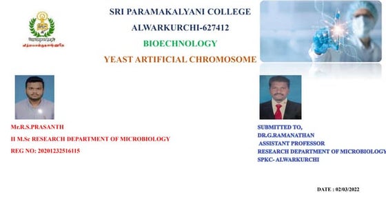 Bacterial Artificial Chromosome And Yeast Artificial Chromosome Ppt