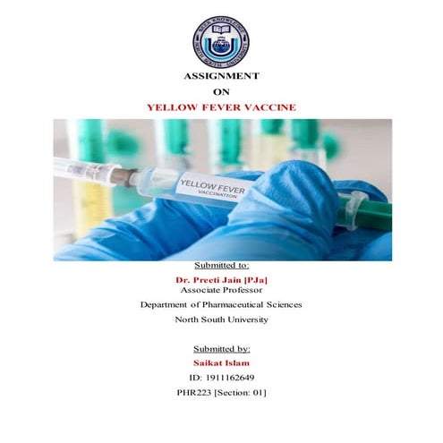Yellow fever vaccinations | PPTX