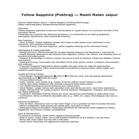 Yellow Sapphire (Pukhraj) — Rashi Ratan Jaipur | PDF