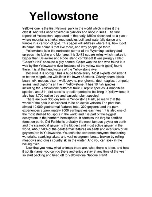 Yellowstone National Park | PPT