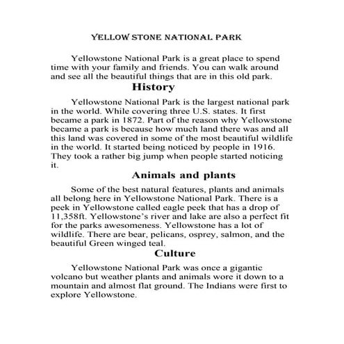 Yellow stone national park | PDF