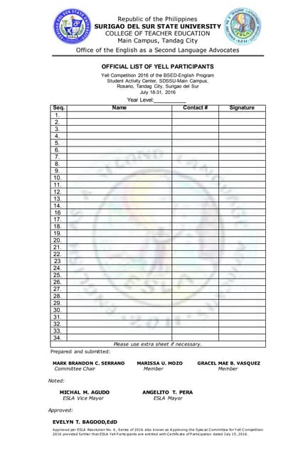 Yell competition | DOCX | Education