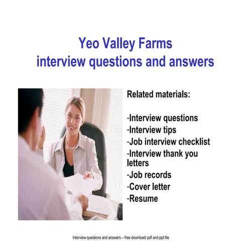 Yeo valley farms interview questions and answers | PPT
