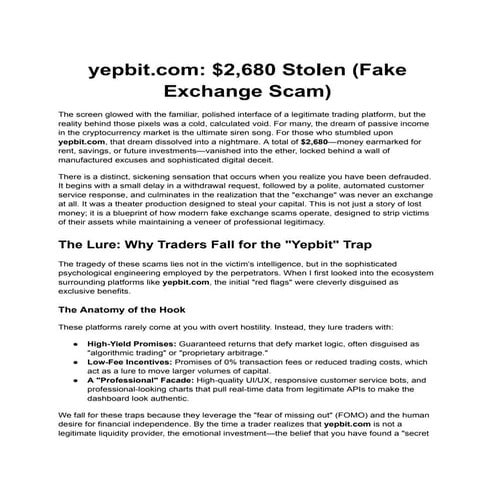 Inside the Yepbit.com Fake Crypto Exchange Scam: How $2,680 Was Stolen ...