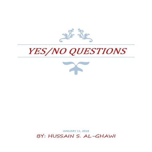 Yes/No Question examples (by: Hussain Alghawi) | PDF