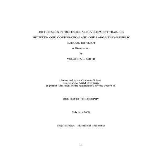 Yolanda E. Smith, Dissertation, Dr. William Allan Kritsonis ...
