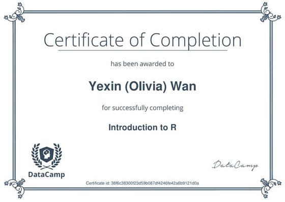Introduction to R Certificate | PPT