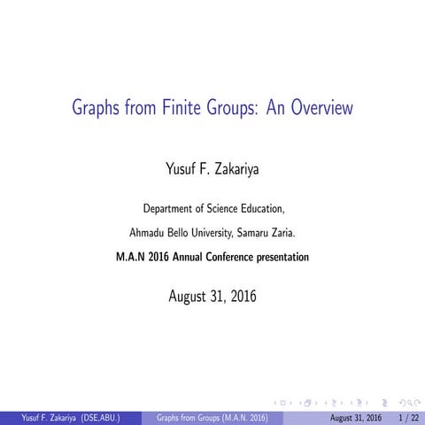 Graphs From Finite Groups An Overview Pdf Physics Science