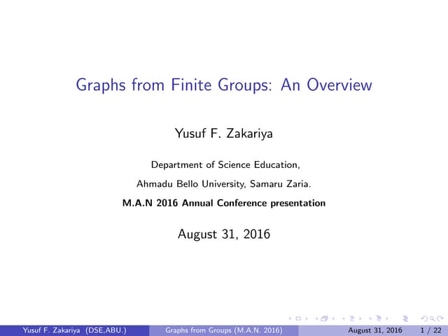 Graphs From Finite Groups An Overview Pdf Physics Science