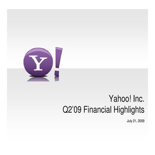 Yahoo Q2 2009 Earnings | PPT
