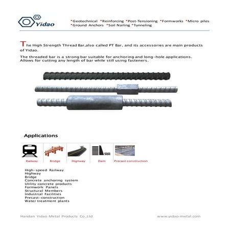 Yidao metal high strength thread bar & accessory | PDF | Civil ...