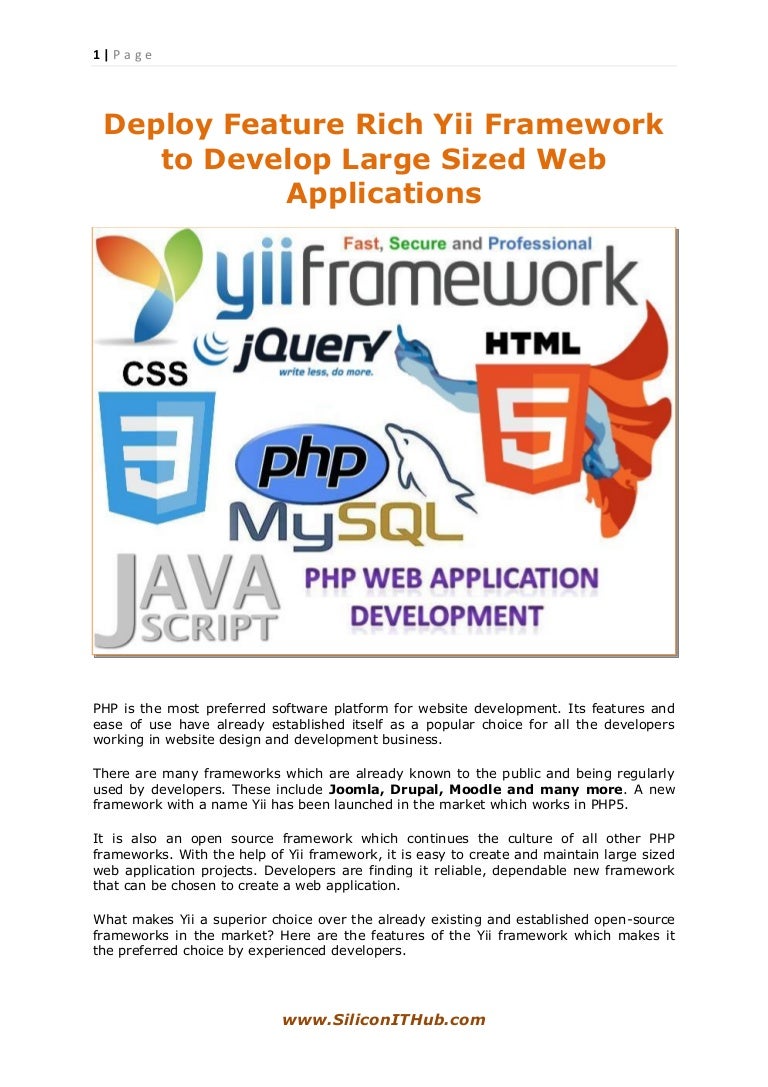 Deploy Feature Rich Yii Framework To Develop Large Sized Web Applicat 