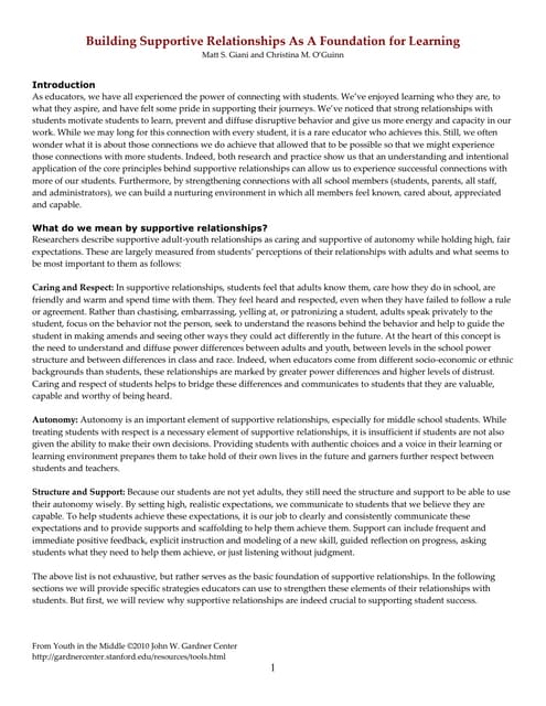 Developing positive relationships | PPT