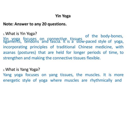 yin yoga question paper | PDF