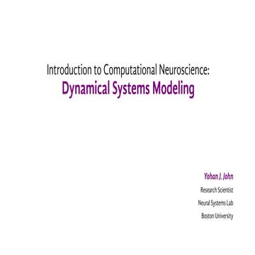 Dynamical Systems Modeling in Neuroscience | PDF