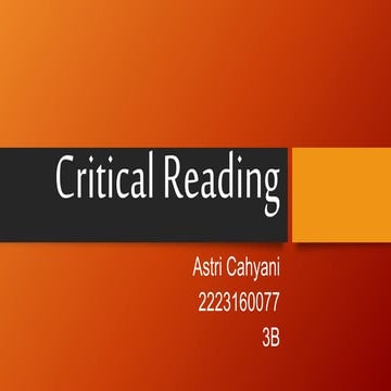 Critical Reading | PPT