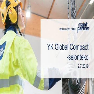 YK Global Compact -raportti, Maintpartner, heinäkuu 2019 | PPT