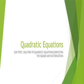 9th grade quadratic equations.pptx review | PPTX