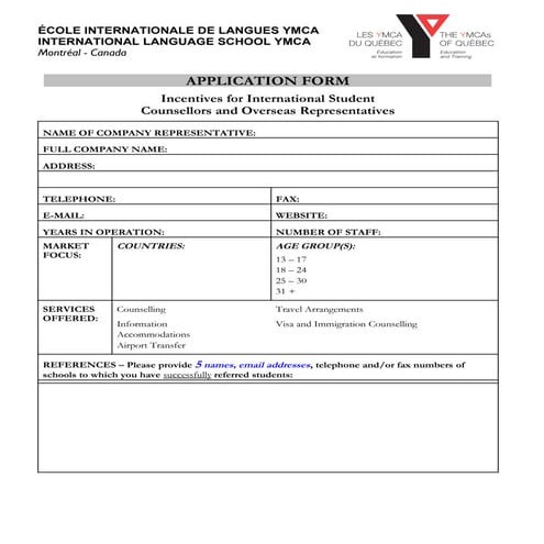 Ymca agent application-form | DOC