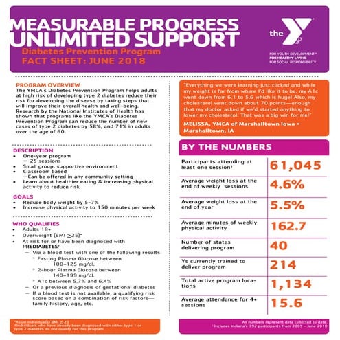 YMCA's Diabetes Prevention Program Fact Sheet | PDF