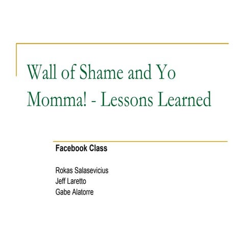 YO MOMMA! - Stanford Facebook Class | PPT