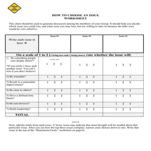 Yob how to-choose-an-issue-worksheet (1) | DOC