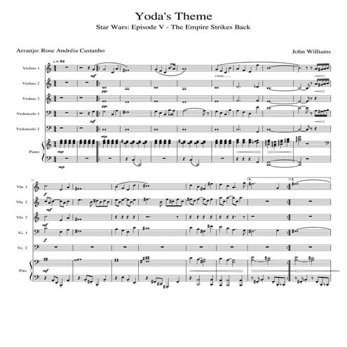 Yodas Theme - From Stars Wars - violinos 1,2,3 Violoncelo 1,2 Piano | PDF