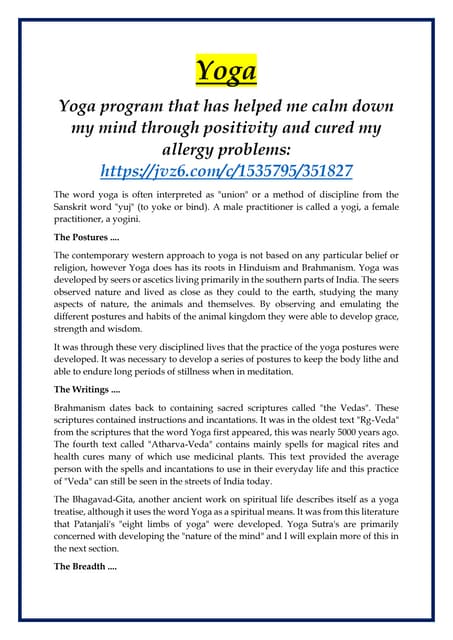 Physical Education Class -XI PPT on chapter 5 Yoga | PPT