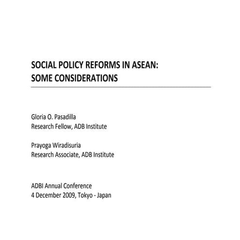 Social Policies in ASEAN: Economic Impacts | PDF