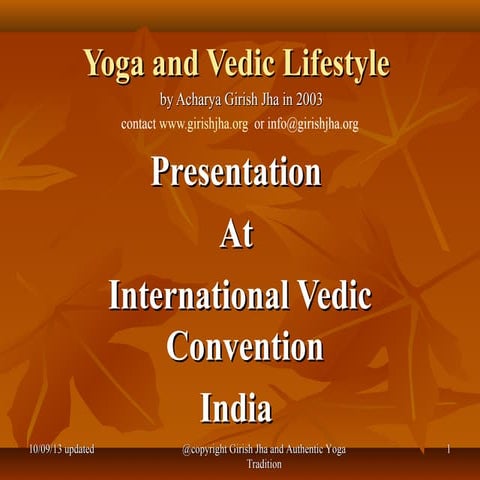 Yoga and vedic lifestyle | PPT